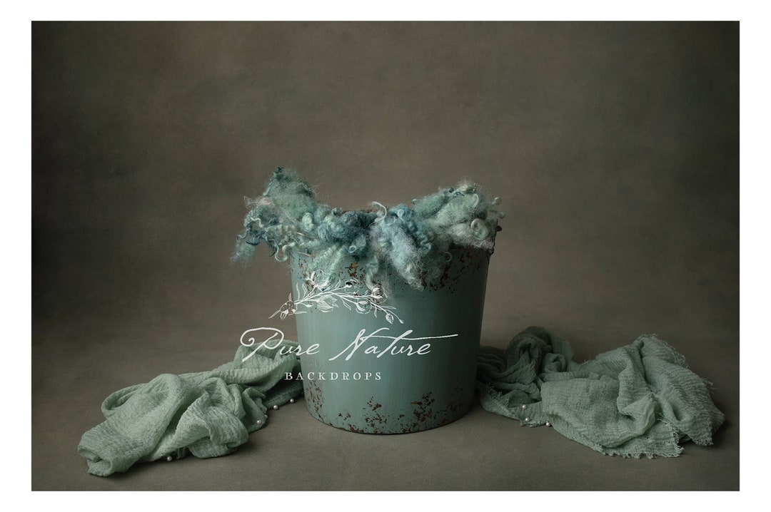 Greenery Newborn Backdrop With Green Bucket. Perfect for Boy and Girl ...