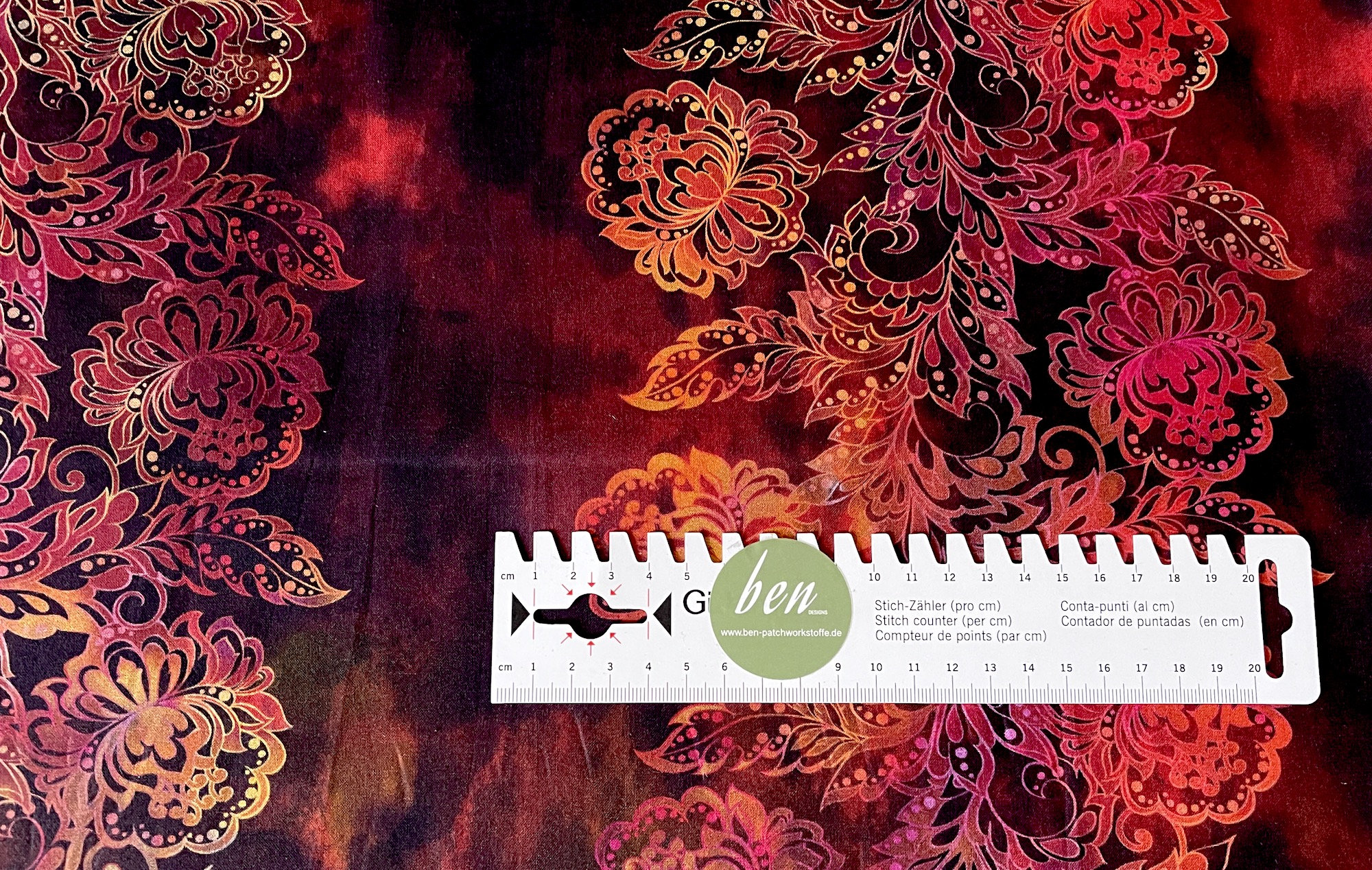 Patchwork Tapestry Border Flowers on Red - Etsy