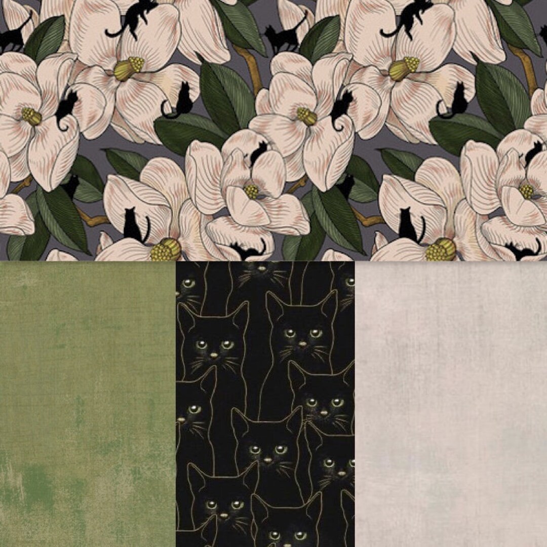 Magnolia Cats Dark Fabric Package - Etsy
