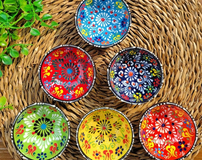 Spanish Ceramic Plates Handmade Art Pottery Set of 4 Colorful Garnish ...