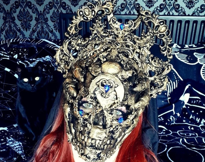 The Heretic's Foil Crown Mask, Full Face Skull, Gold, Filigree, Gothic ...