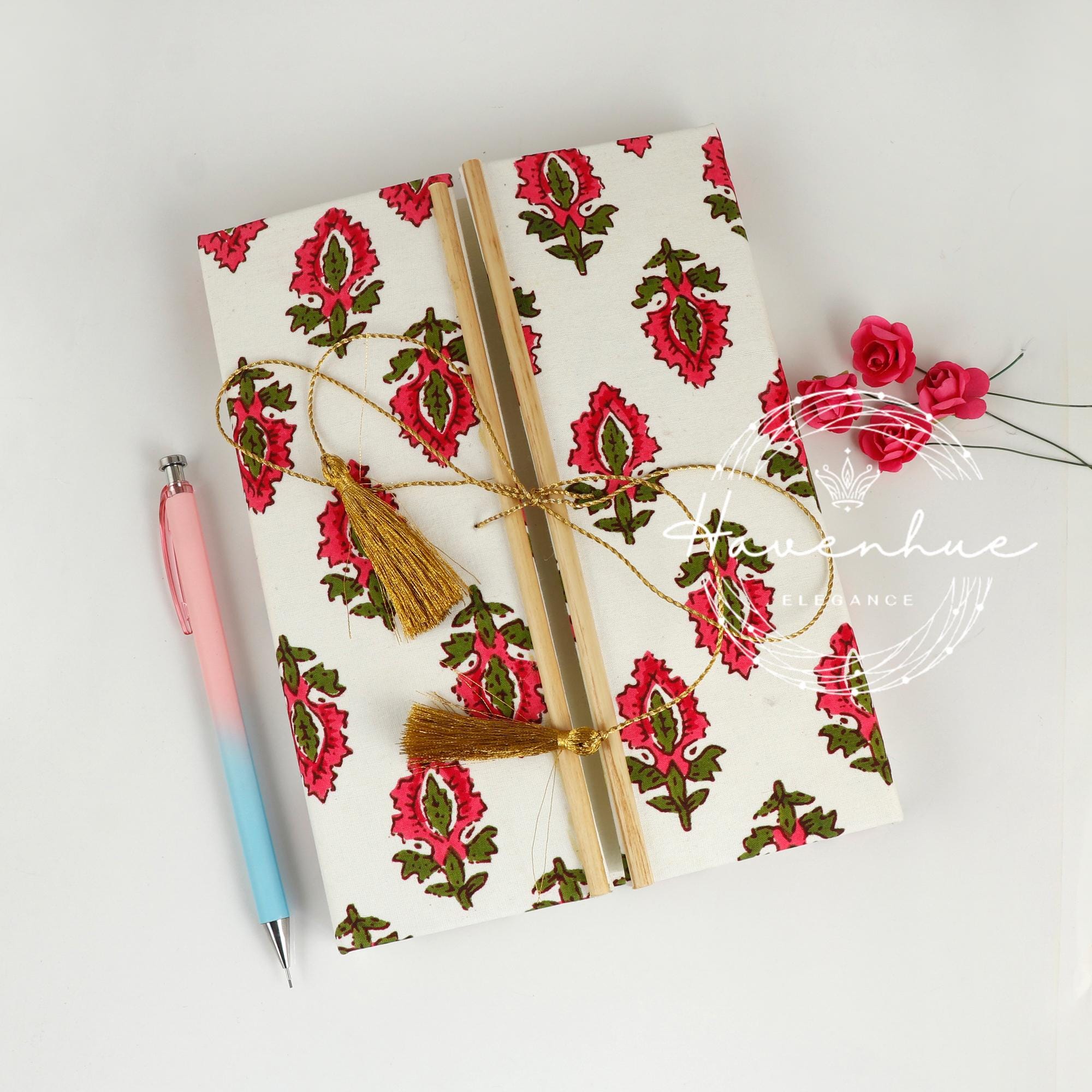 Handmade Paper Hand Block Printed Bamboo Diary, Eco-friendly, Unique ...