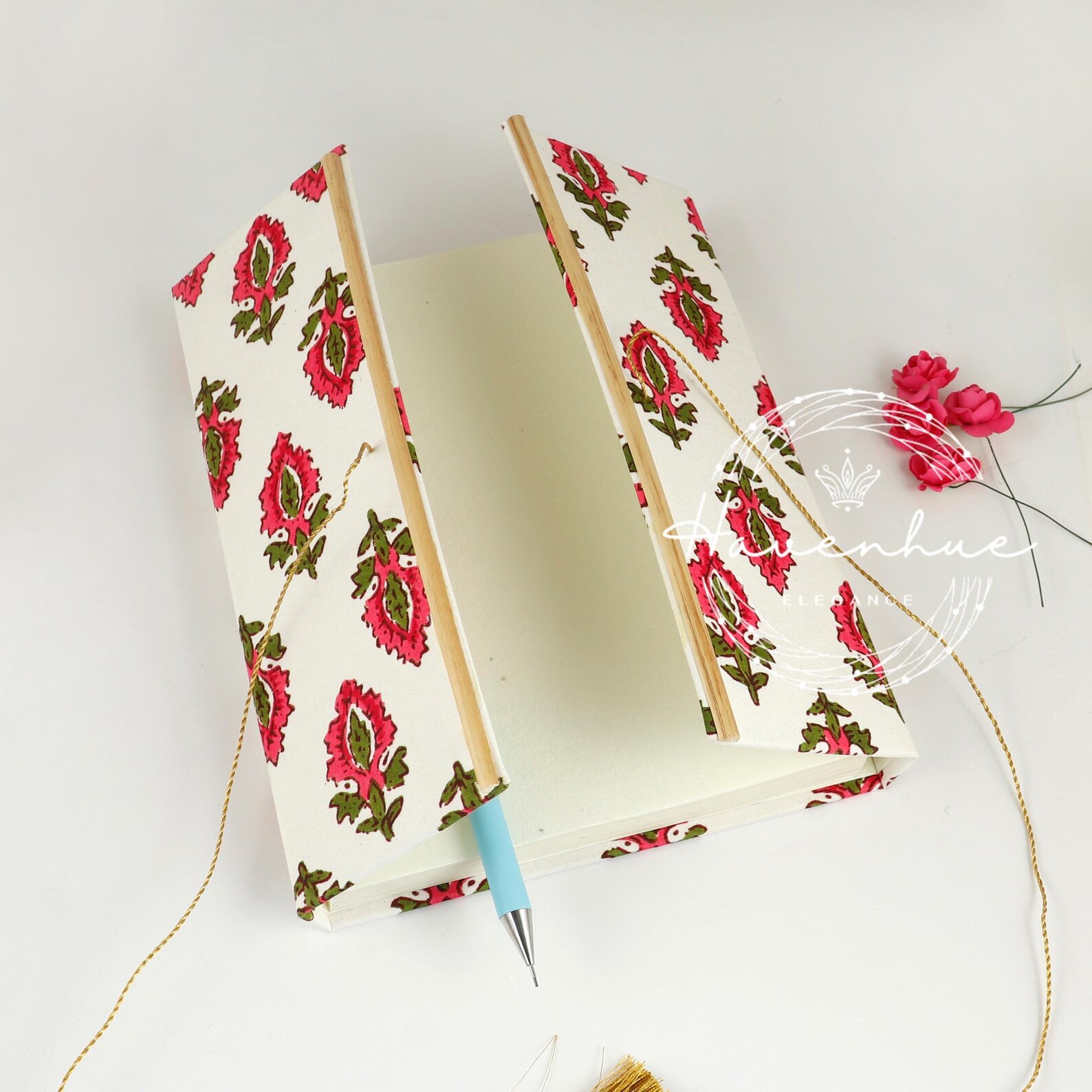 Handmade Paper Hand Block Printed Bamboo Diary, Eco-friendly, Unique ...