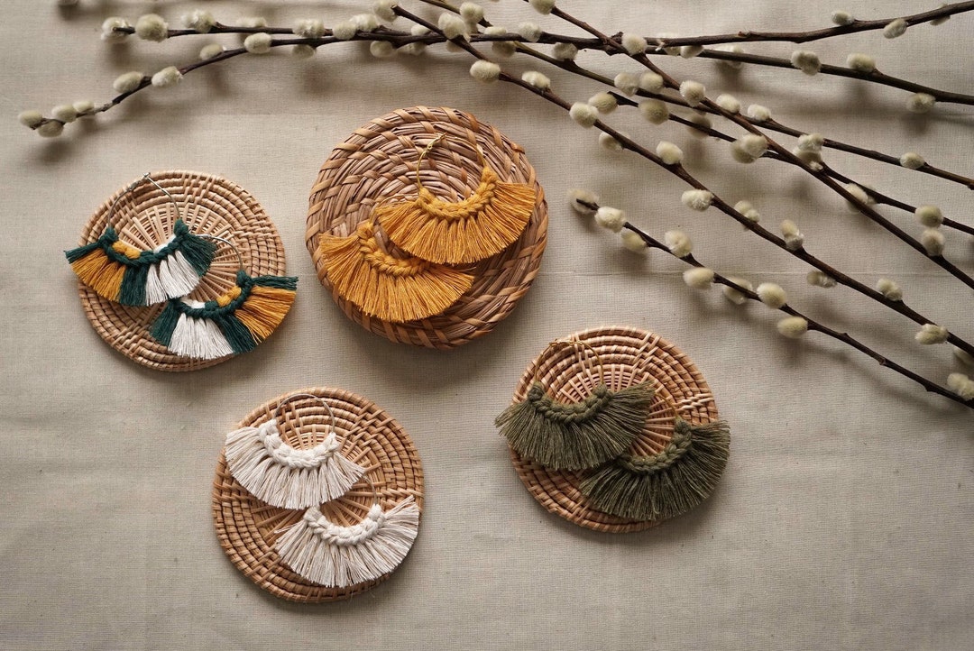 22 Colors Macrame Fringe Earrings Macrame Accessories - Etsy UK