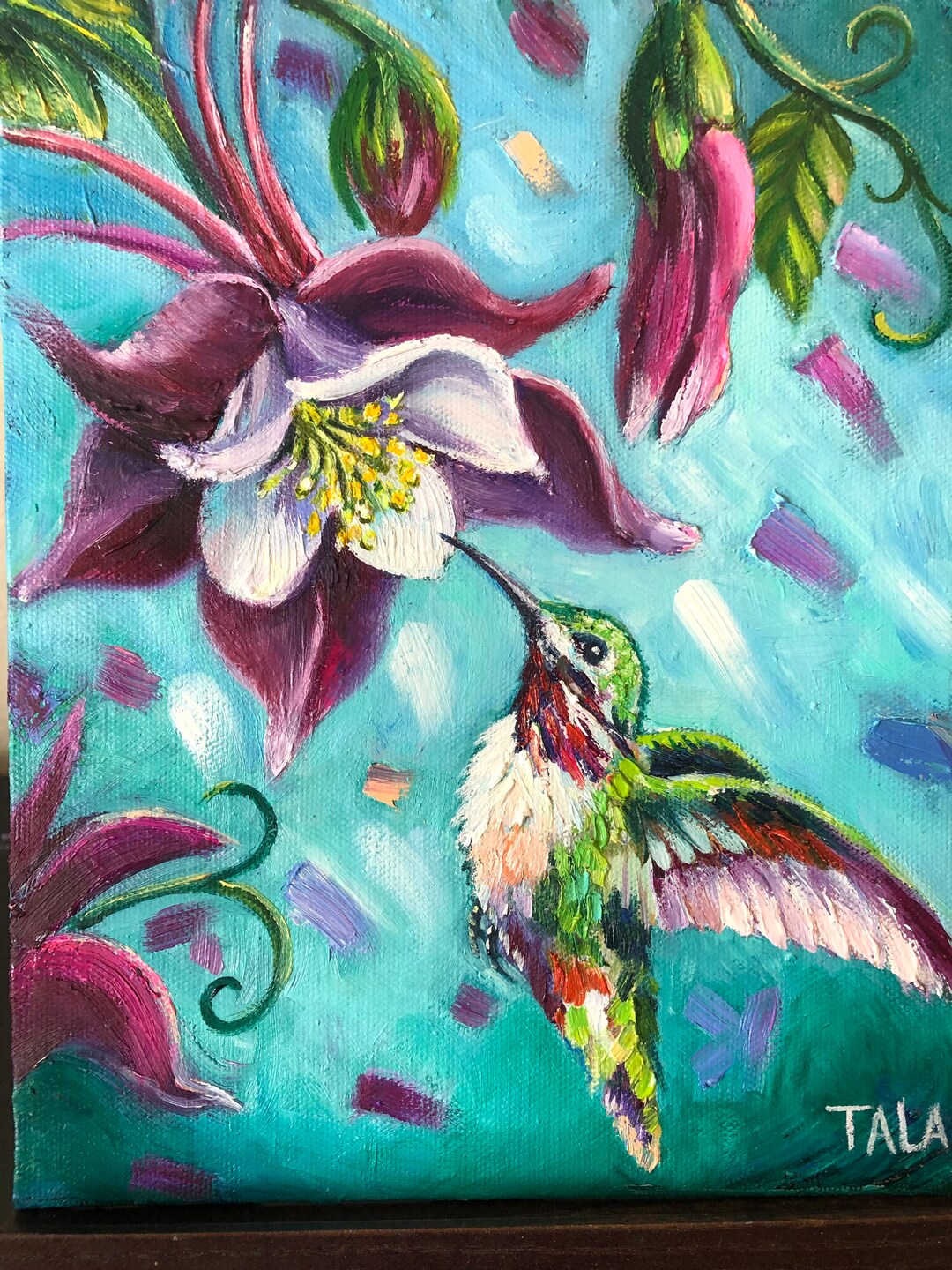Hummingbird Original Art Oil Painting 10x8 Framed - Etsy