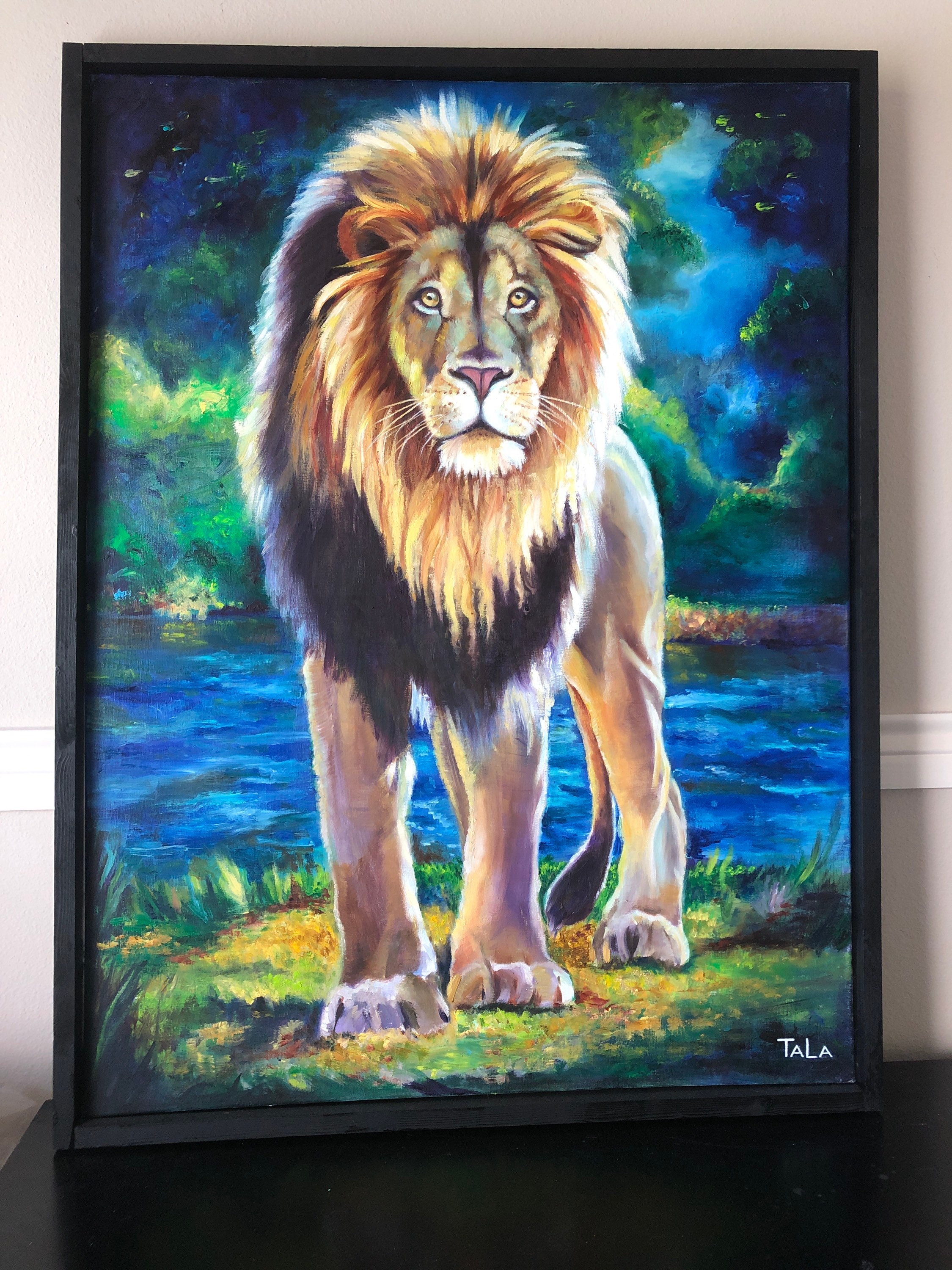 Rising Lion: Original Oil Painting, Impasto Art, Handmade African Lion ...
