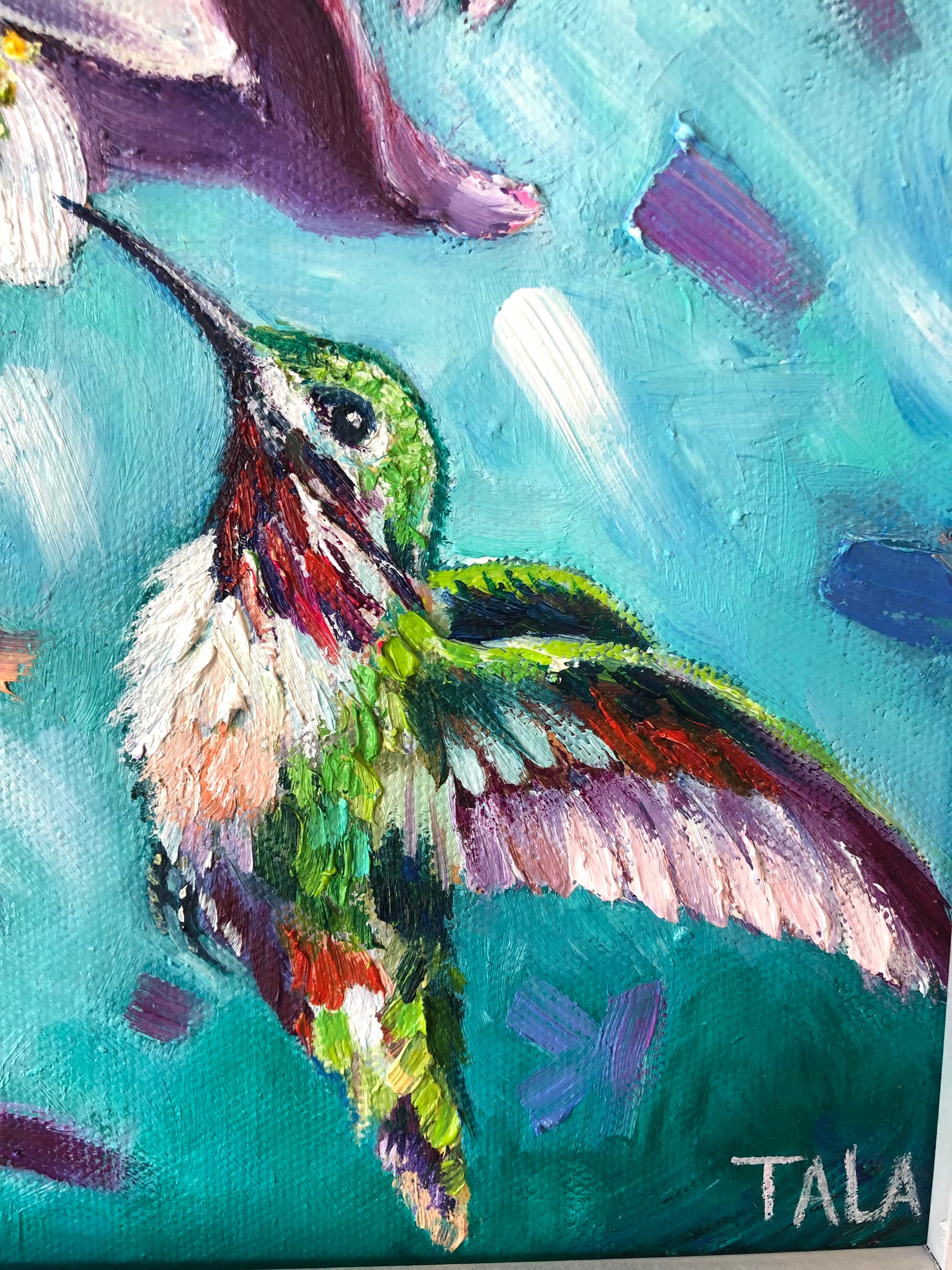 Hummingbird Original Art Oil Painting 10x8 Framed - Etsy