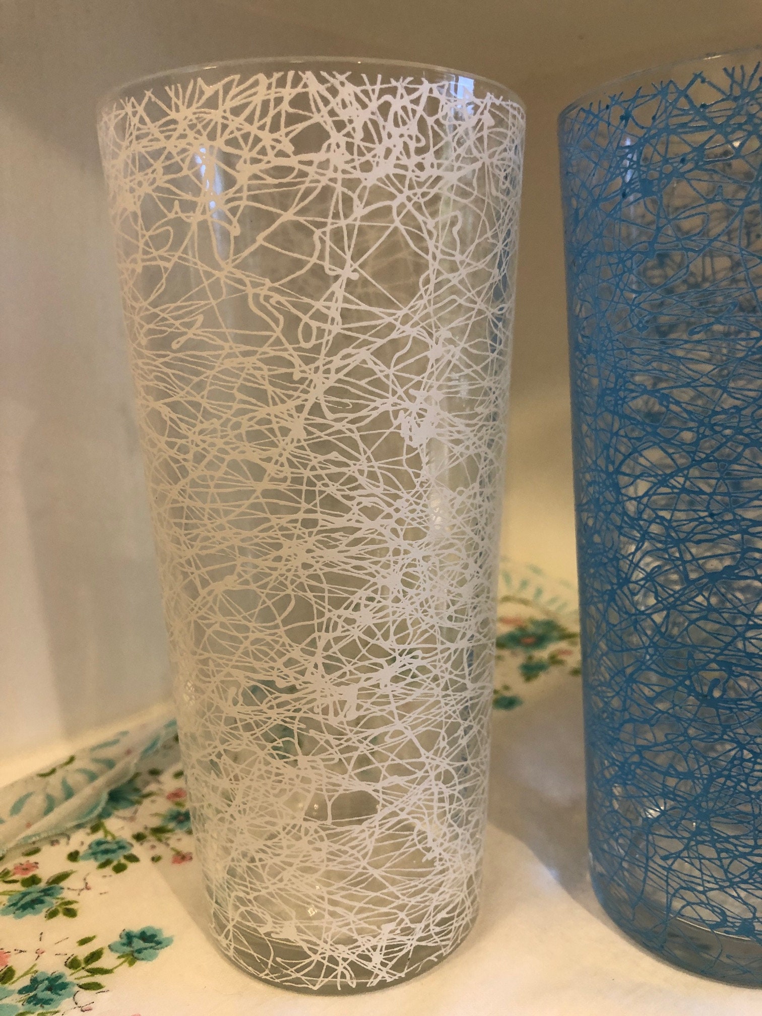 Vintage 1970s, Spaghetti String, Set of Two 2 1 Blue, 1 White, Plastic ...