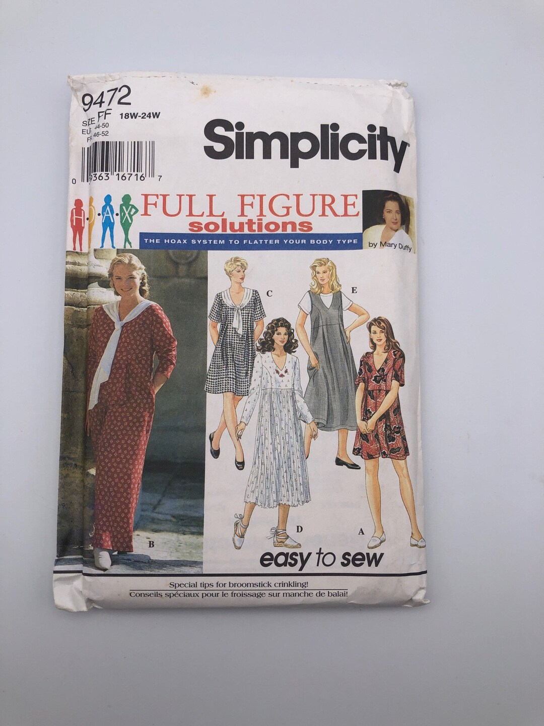 Vintage UNCUT, 1995 Simplicity, FF Pattern 9472, Hoax System, Full ...