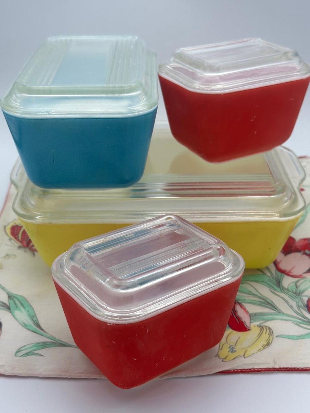 Vintage 1950/60s, Pyrex Primary Colors Refrigerator Dish, 3 Sizes ...