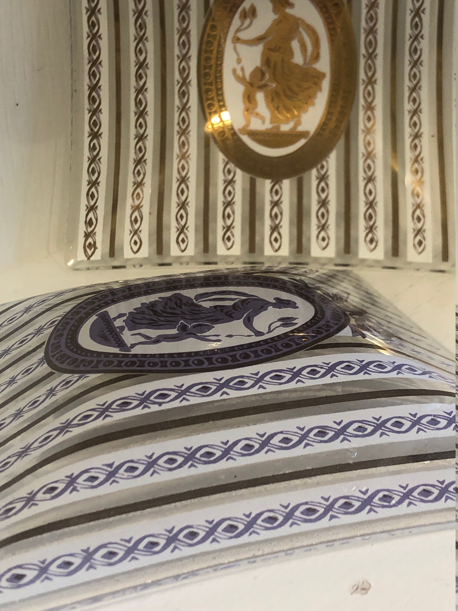 Set of 2 Vintage MCM Aldon Style Glass Gold and White | Etsy