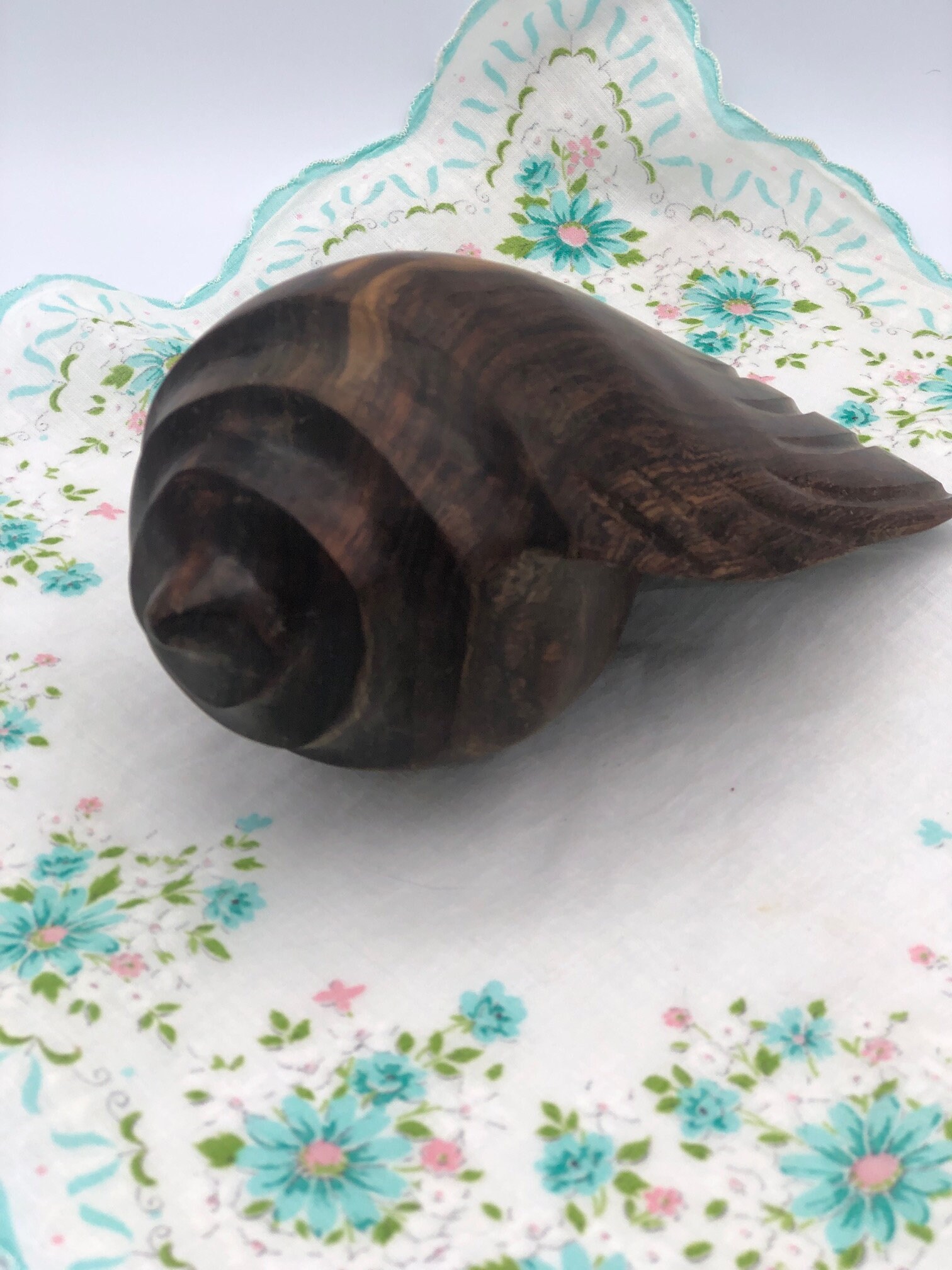 Vintage 1970s Hand Carved Sea Shell Conch Shell Wood Shell - Etsy
