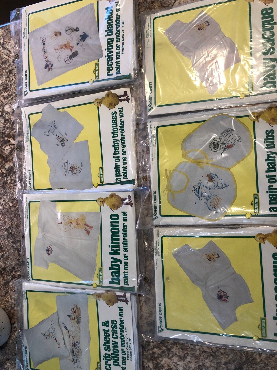 7 Piece SET, 1979, Sesame Street, Paint / Embroider, Baby Layette ...