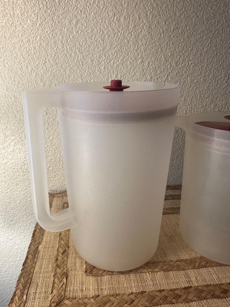 Vintage 1980s Tupperware Pitcher, Choose Size, Opaque W/ Red Lid, Push ...