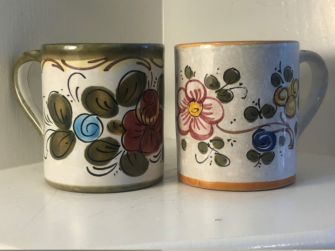 Vintage Italian Hand-painted Floral Ceramic Mug, LARCE Orvieto - Etsy