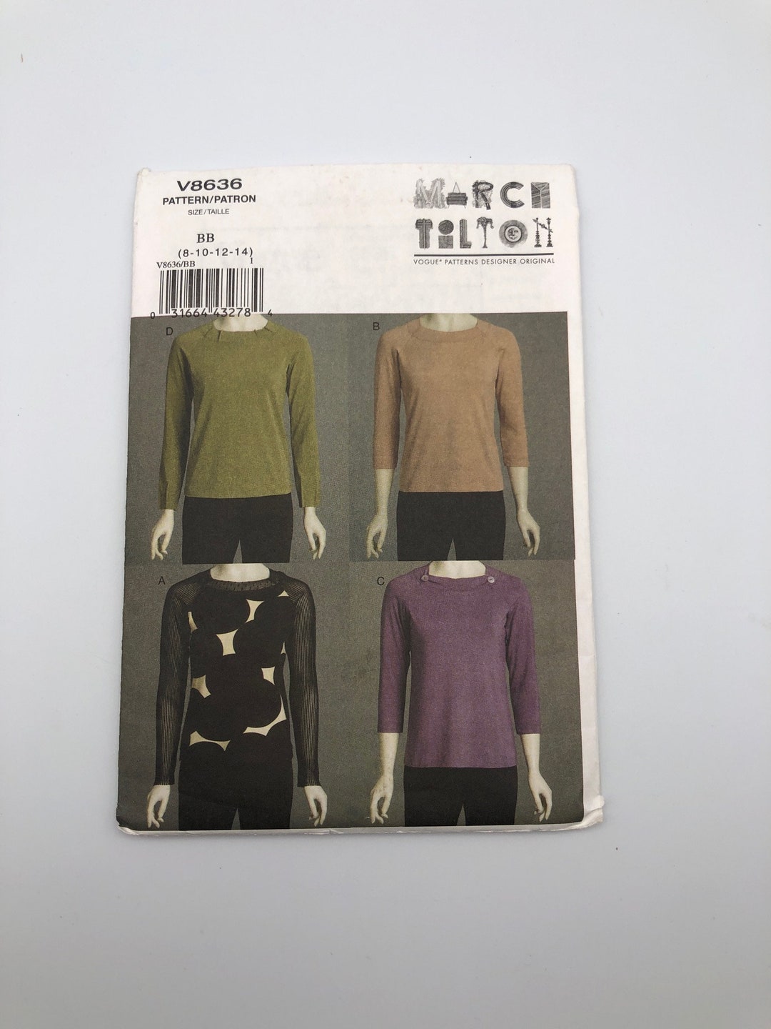 Vogue Patterns, Marcy Tilton, UNCUT, 2010 V8636, Size BB, 8-14, Misses ...