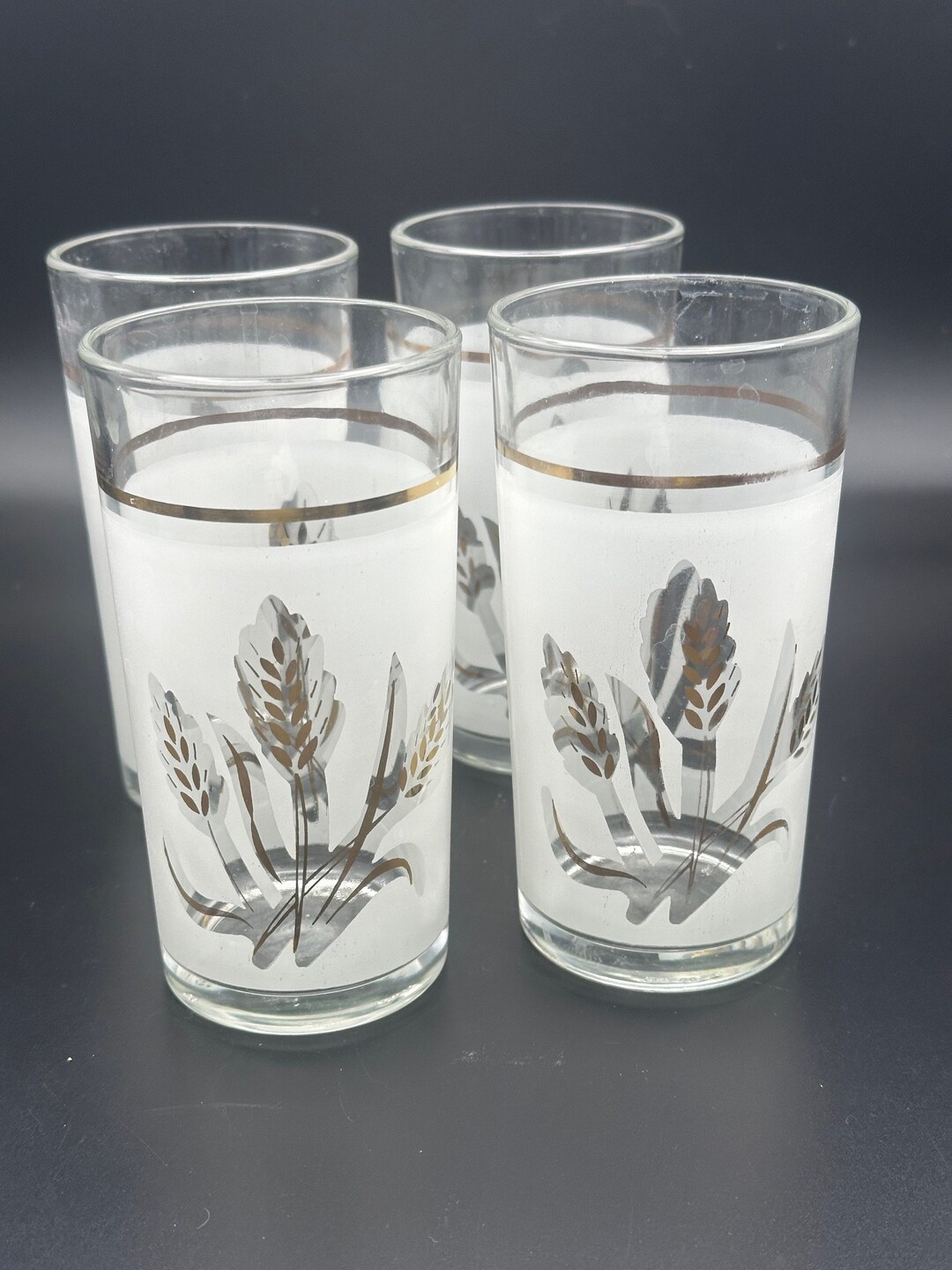 Vintage 1970s, Covetro Italy, Set of Four (4), Tumbler Glass, Gold ...