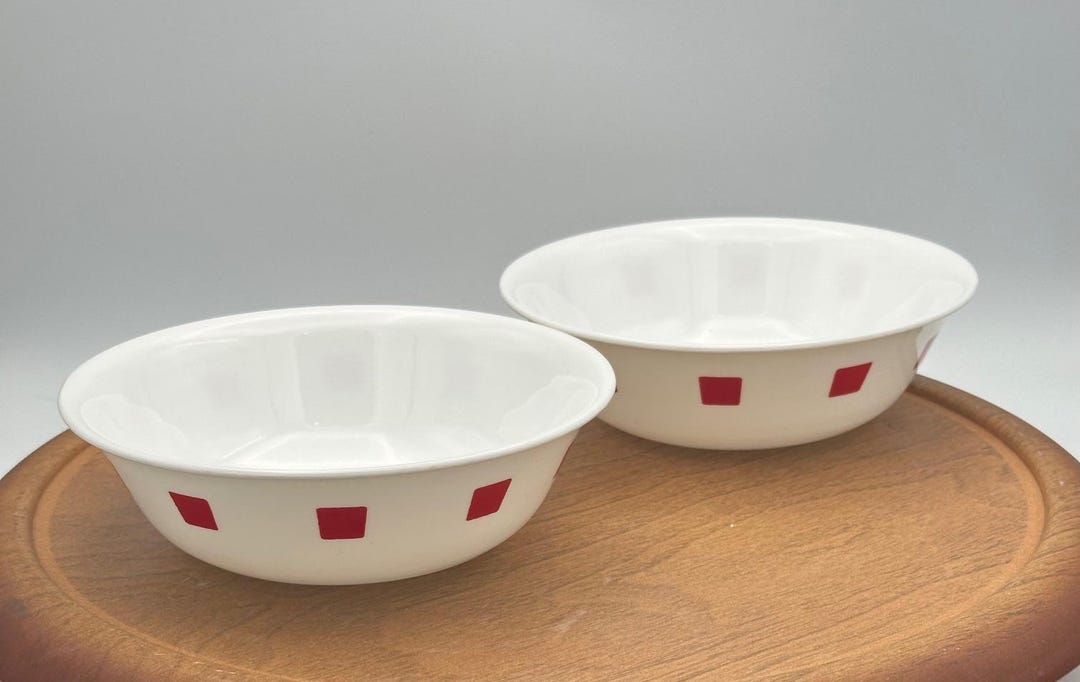 Vintage 1990s, Corelle Vitrelle, Urban Red, Cereal Bowl, Red Square ...