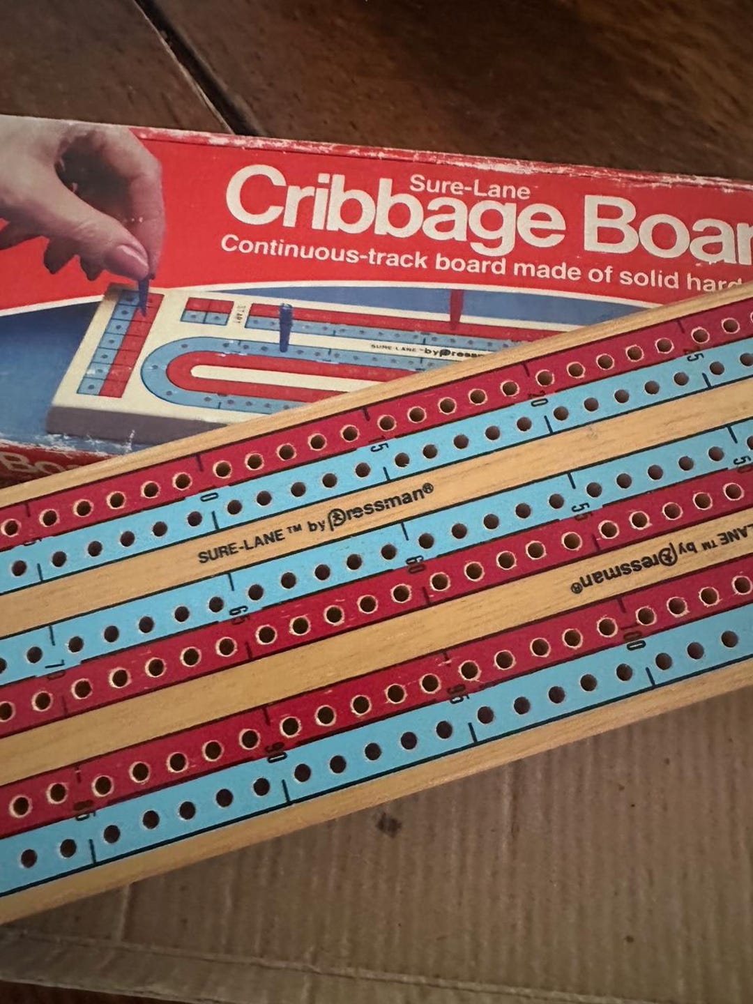 Vintage 1983, Sure-lane, Cribbage Board, #1010, Continuous Track, Solid Hardwood, Pressman ...