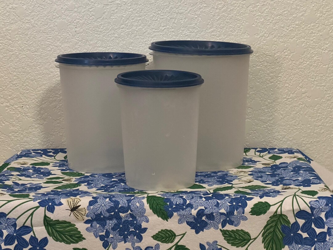 Vintage 1970s Tupperware Servalier Canister Set, Navy Lids, Set of 3 - Etsy