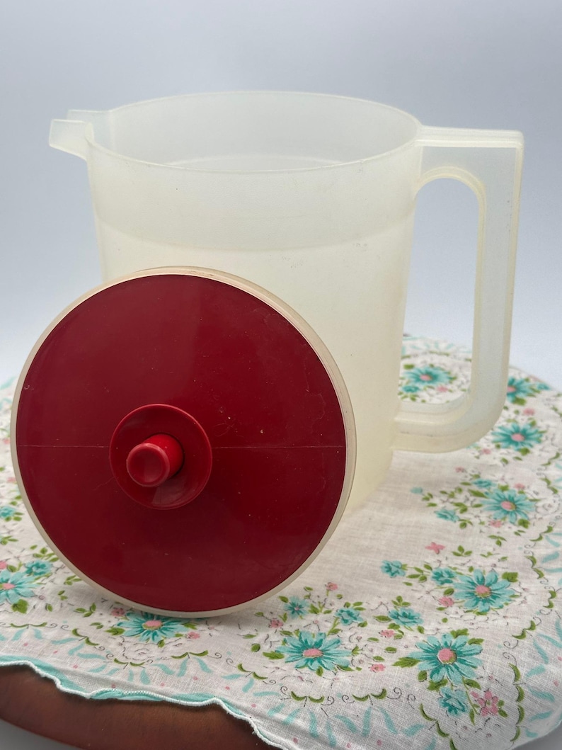 Vintage 1980s Tupperware Pitcher, Choose Size, Opaque W/ Red Lid, Push ...