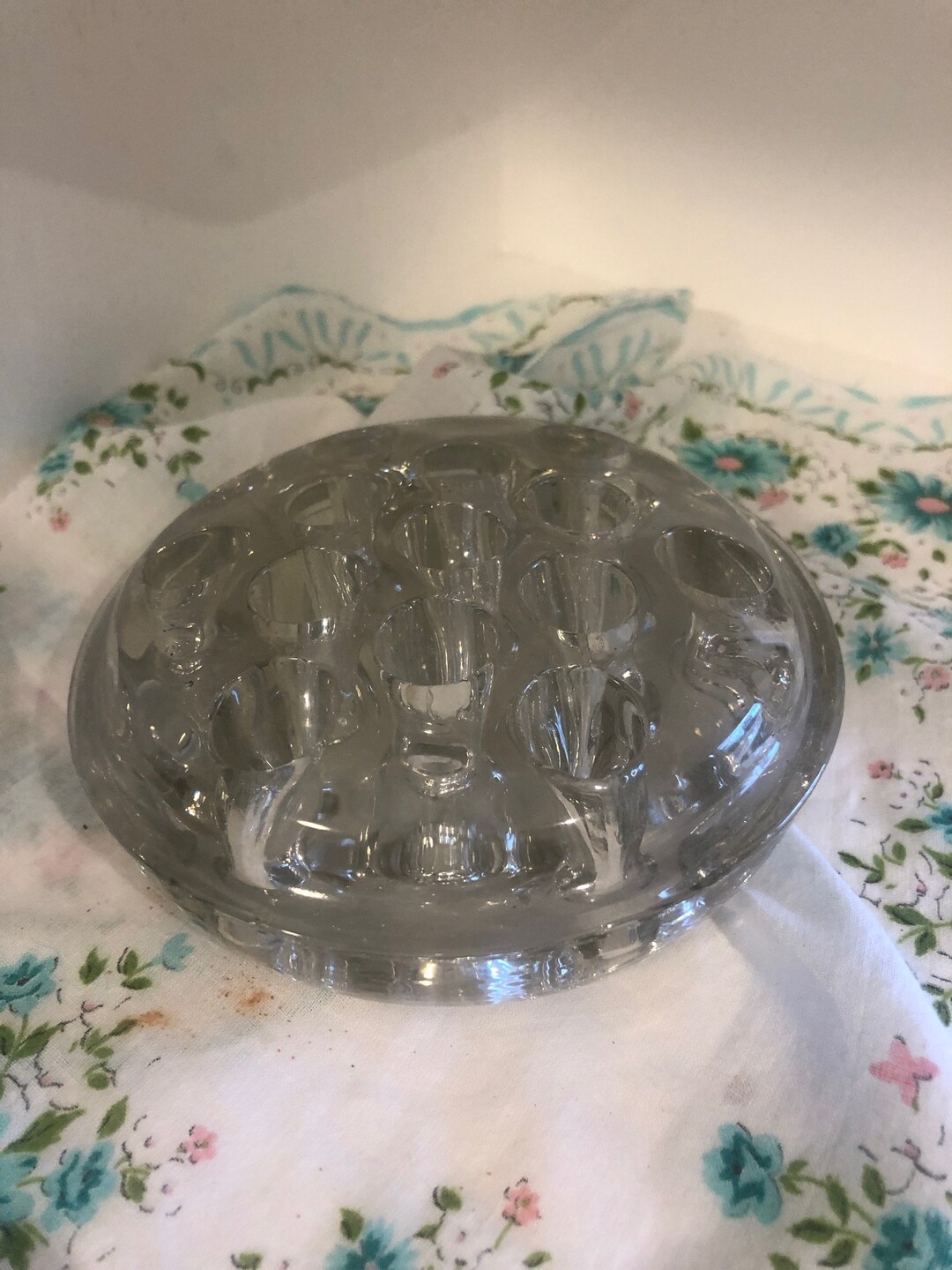 Vintage Clear Glass Floral Frog, Large 13-hole Flower Arranger - Etsy
