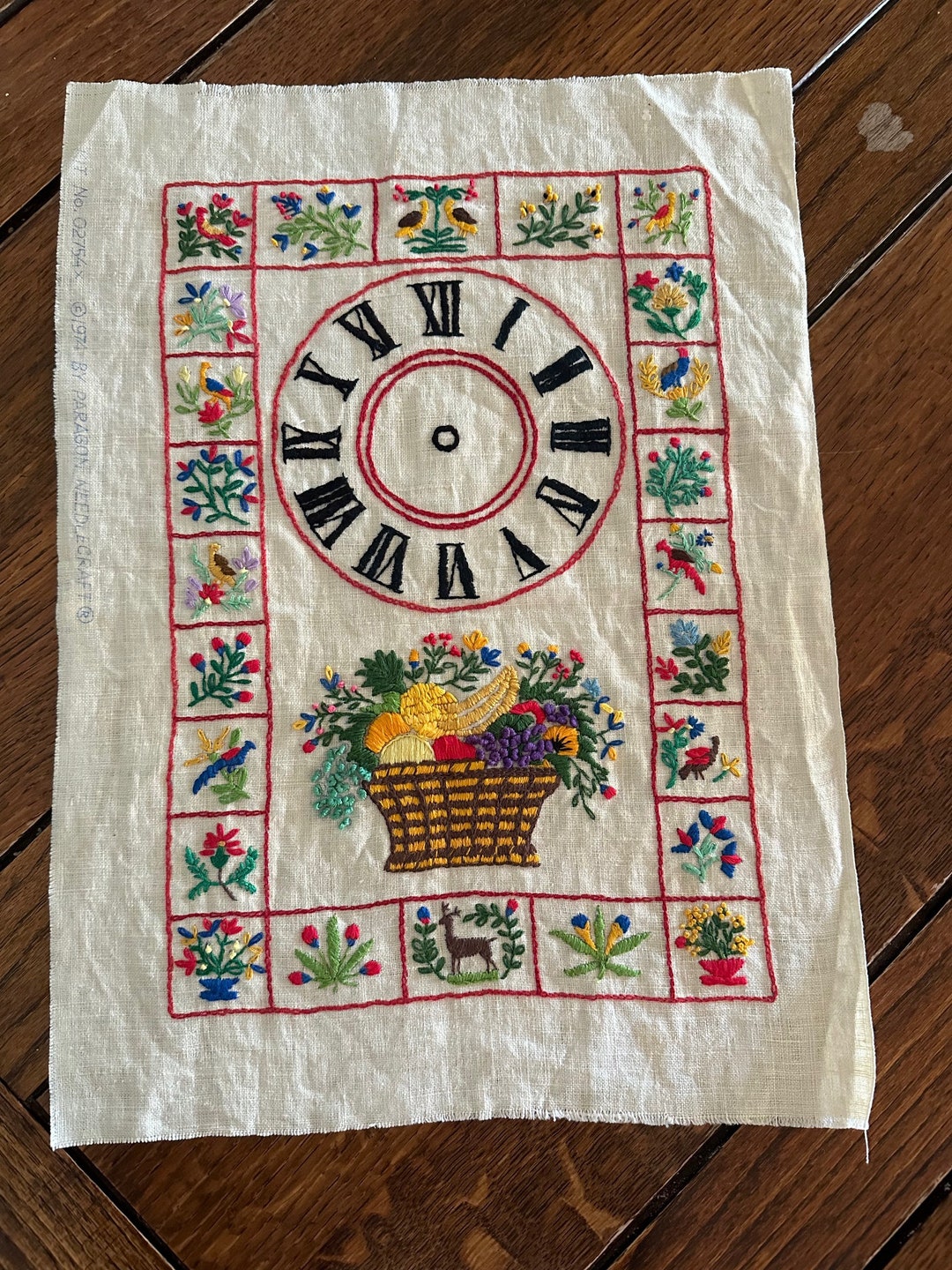 Vintage 1974, Clock With Flowers, Paragon Needlecraft, Kit No. 02754 ...