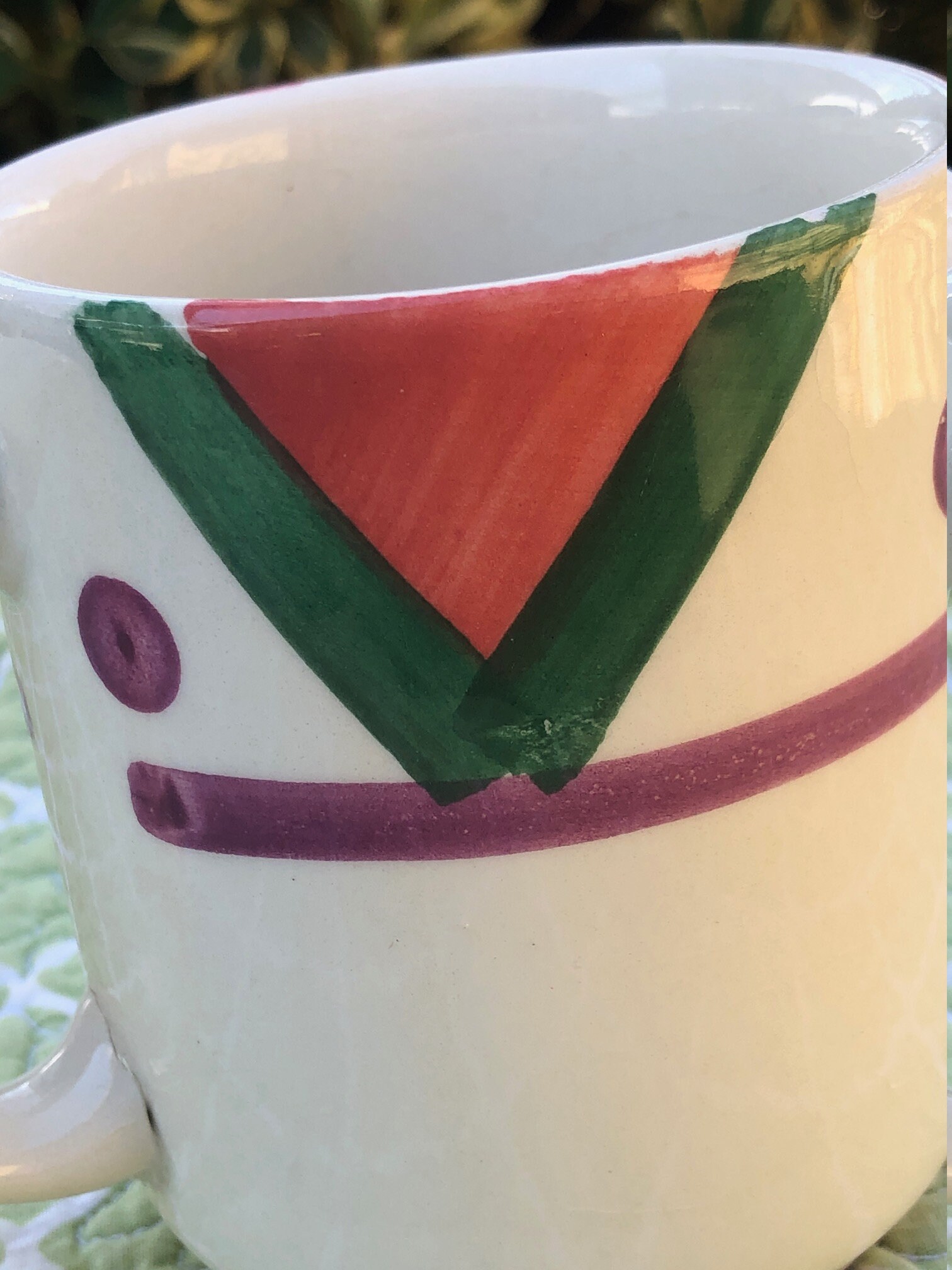 Vintage Handpainted Furio Mug Italy White Green Pink | Etsy