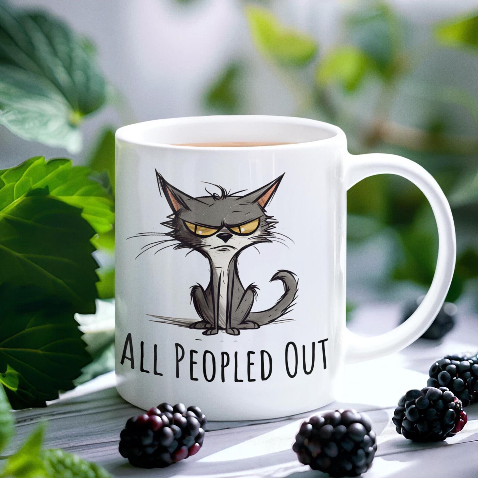 All Peopled Out Mug, Funny Introvert Cat Mug, Anti Social Gift ...