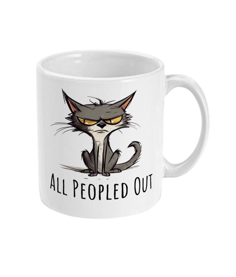 All Peopled Out Mug, Funny Introvert Cat Mug, Anti Social Gift ...