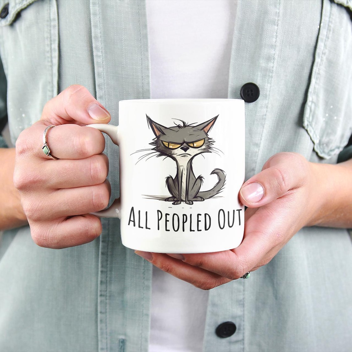 All Peopled Out Mug, Funny Introvert Cat Mug, Anti Social Gift ...