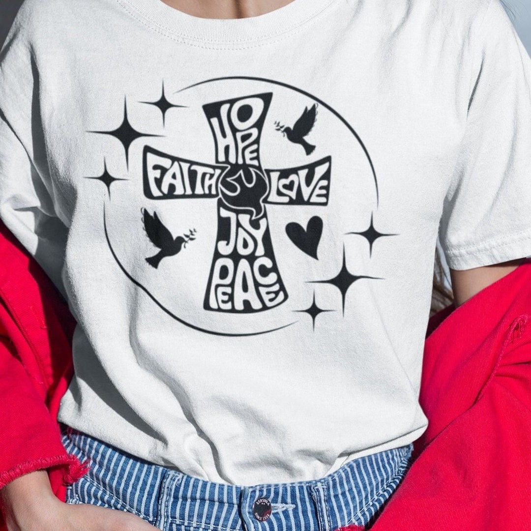 Faith Hope Love T-shirt: Boho Christian Cross Graphic Tee - Etsy