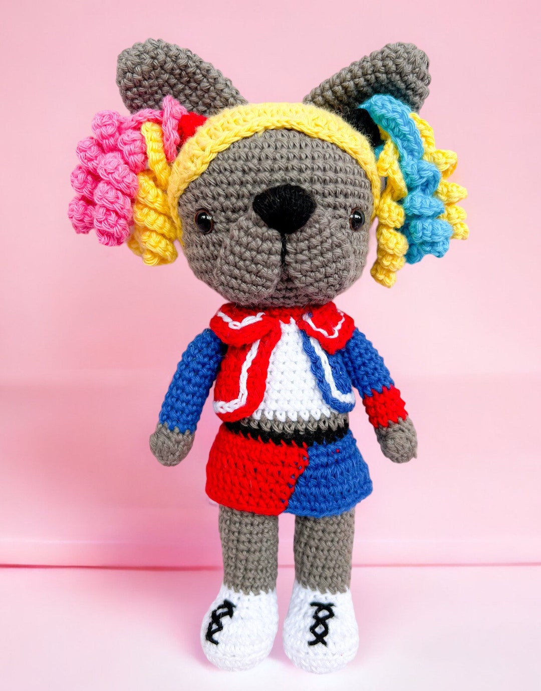 Crochet Amigurumi French Bulldog Plushie , Harley Queen, Cute French ...