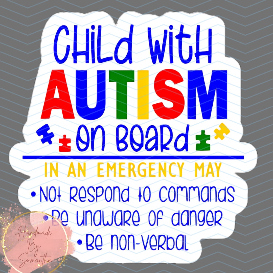Child With Autism on Board Sticker Car, Truck, Decal Autism Awareness ...