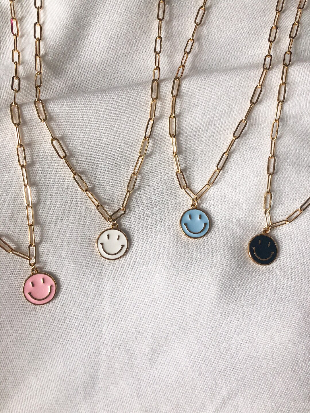 Colored Smiley Face Paperclip Necklace - Etsy