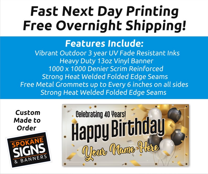 Custom Printed Happy Birthday Banners 13oz Vinyl Scrim | Etsy