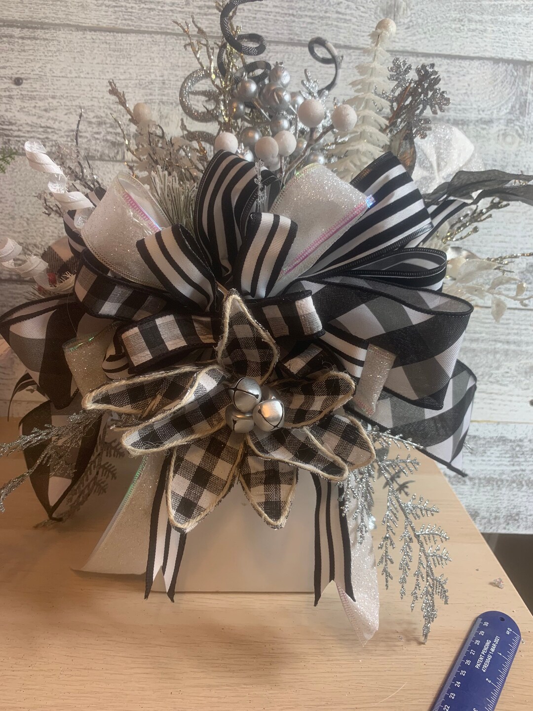 The Super Cute Custom Centerpiece in Black and White Buffalo Check With ...