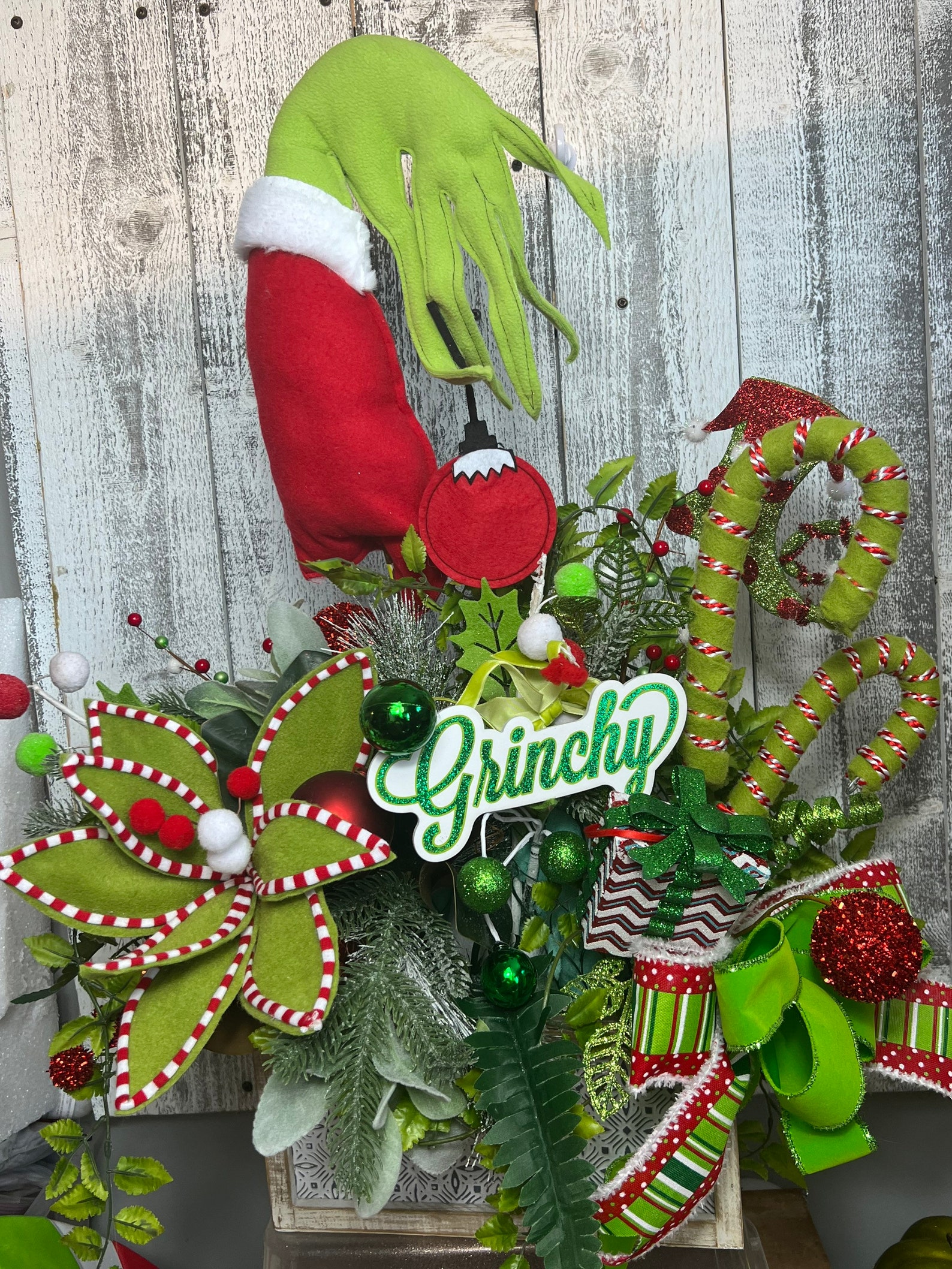 Grinch Christmas Centerpiece Green Monster Wreath Green - Etsy