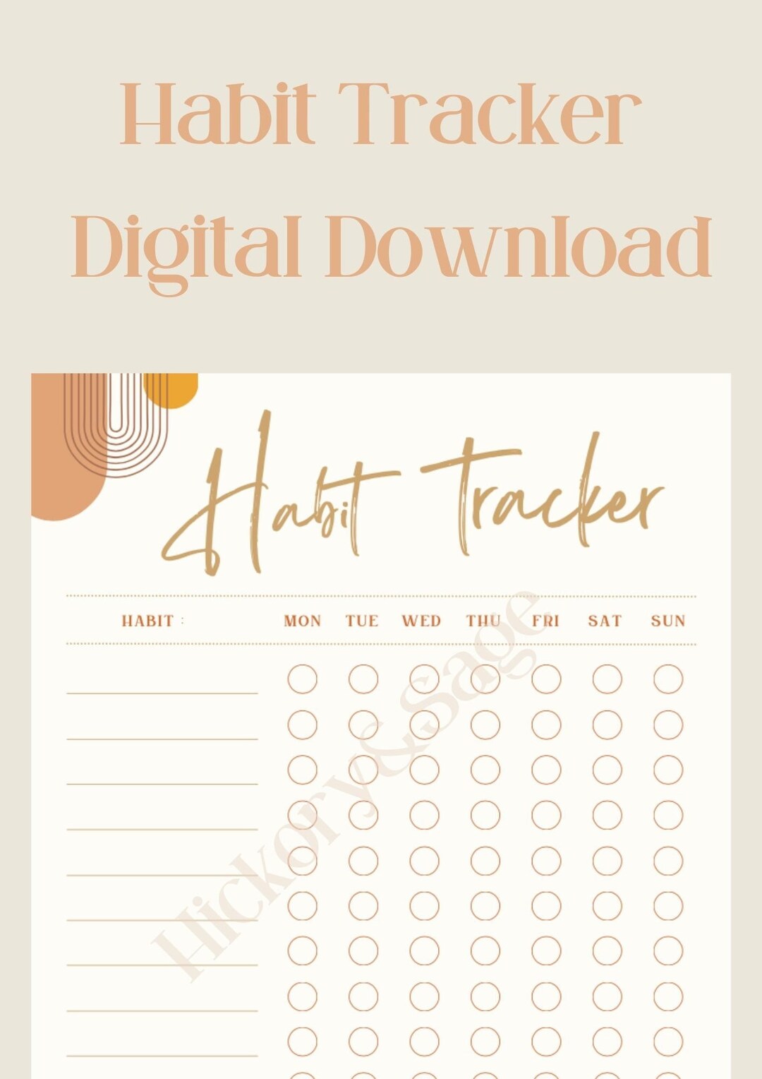 Habit Tracker, Digital Download Habit Tracker, Boho Habit Tracker ...