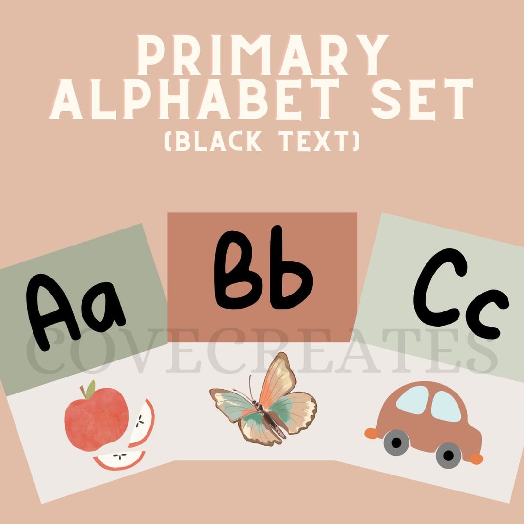 Primary Alphabet With Pictures- Neutral Classroom Decor - Etsy