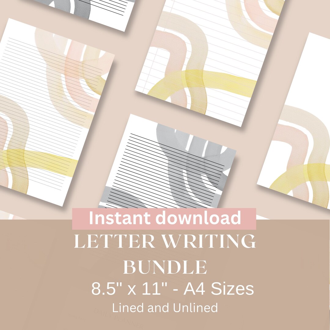 Abstract Design Printable Paper Letter Writing Paper Lined and Unlined ...