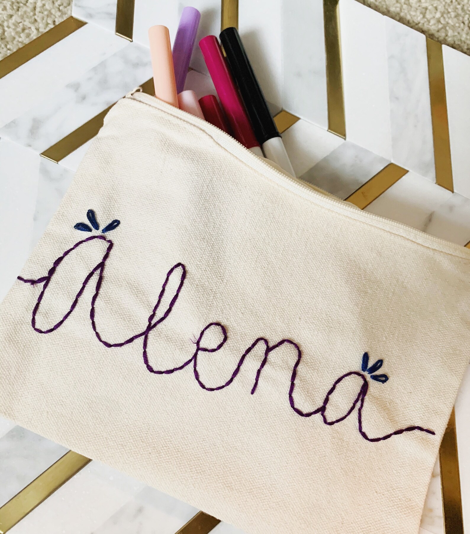 Custom Name Embroidered Pouch - Etsy