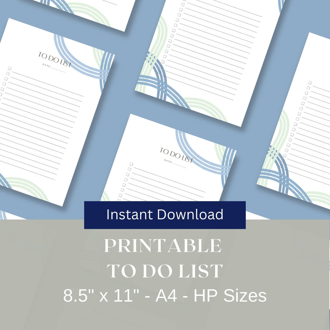 Printable to Do List Abstract Blue Art Check List US - Etsy