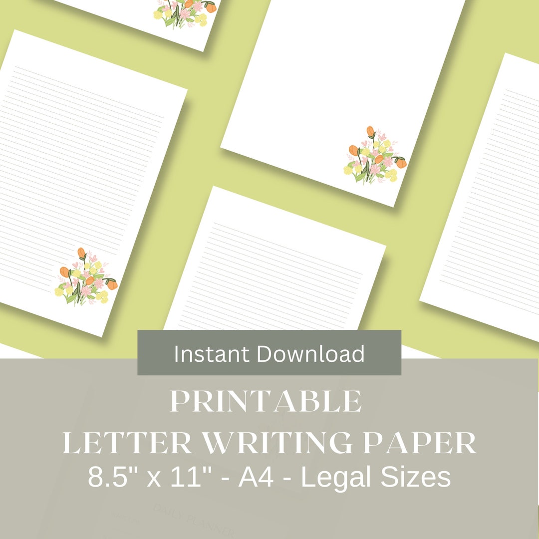 Wild Flower Letter Writing Paper | Flower Stationery A4, Legal and US ...