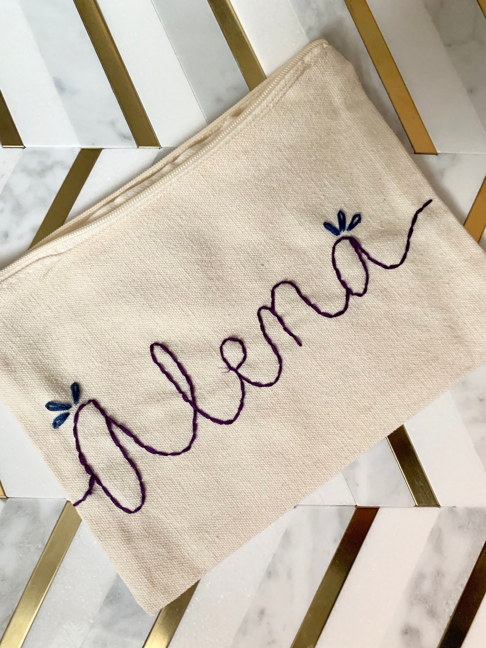Custom Name Embroidered Pouch - Etsy