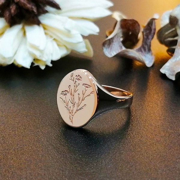 Wildflower Signet Ring - Etsy