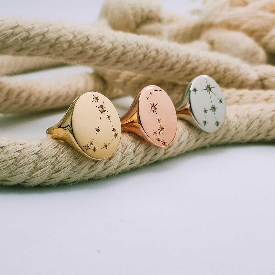 Zodiac Inspired Ring, Unique Celestial Jewelry, Astrological Sign Ring ...