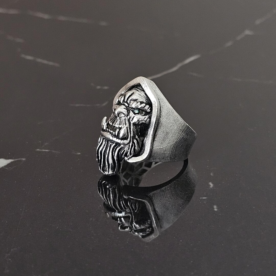 Gothic Orc Head Ring: Oxidized Sterling Silver Fantasy Warrior - Etsy