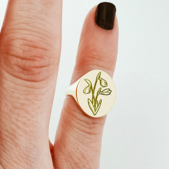 January Birth Flower Ring Snowdrop Flower Jewelry January - Etsy