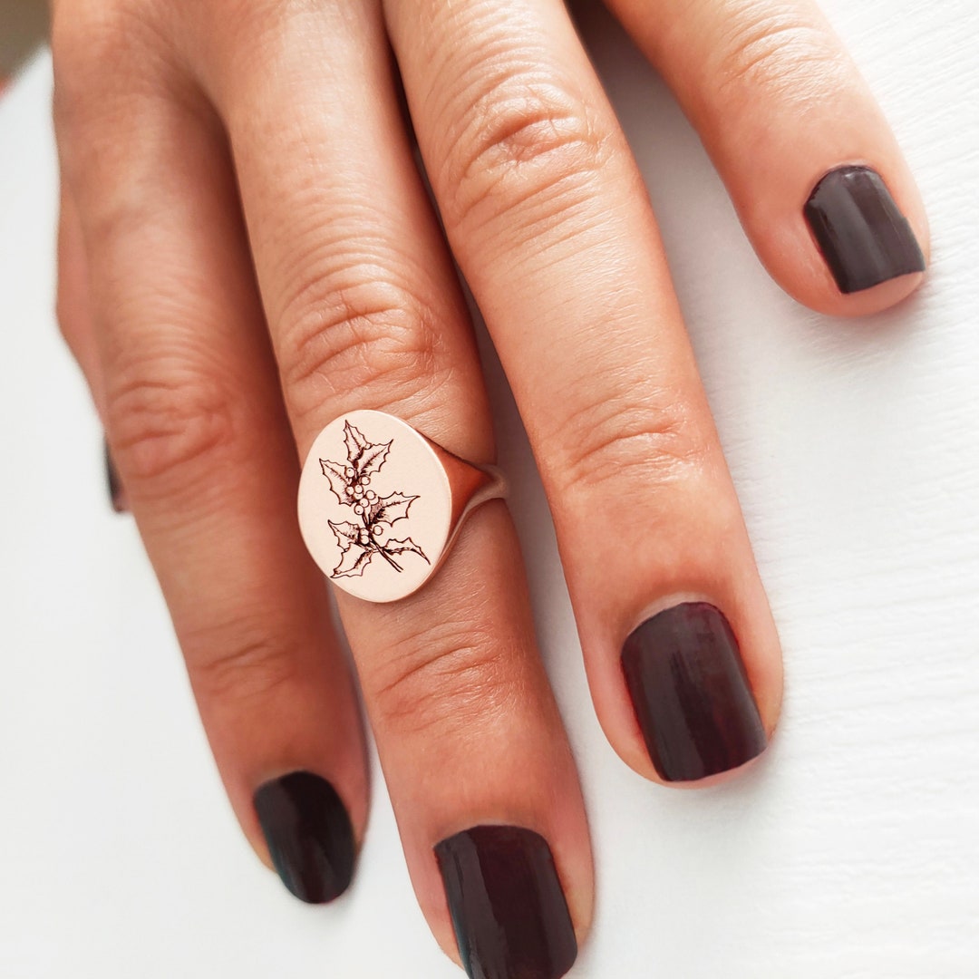 Holly Flower Jewelry, Birth Flower Ring, December Birthday Gift, Birth ...